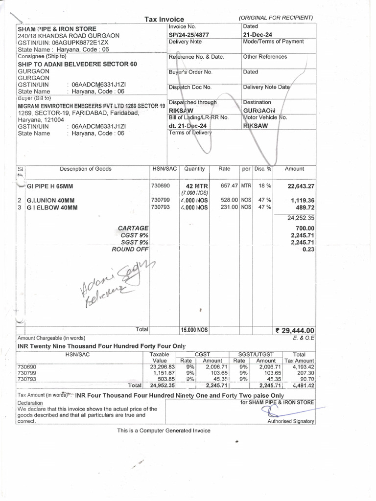 40mm Union Elbow Invoice | PDF