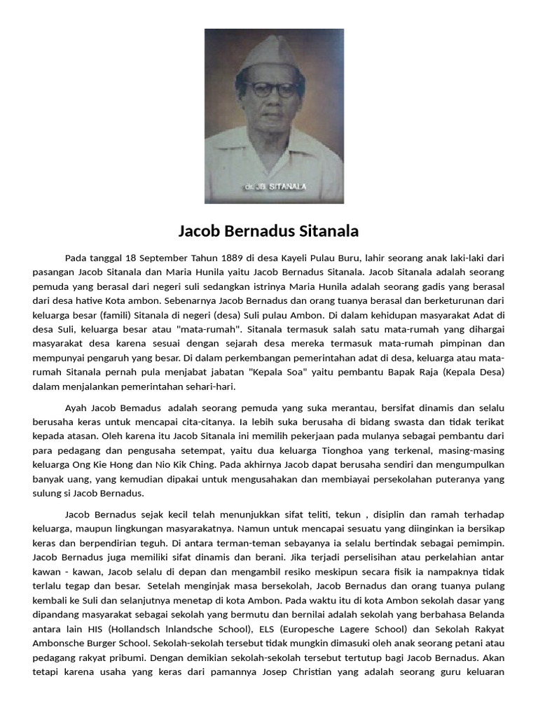 Biografi Dr. J.B. Sitanala: Pejuang Kusta | PDF