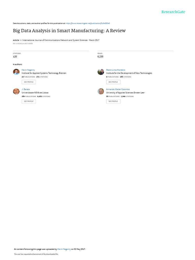 Big Data Analysis in Smart Manufacturing | PDF | Big Data | Data Analysis