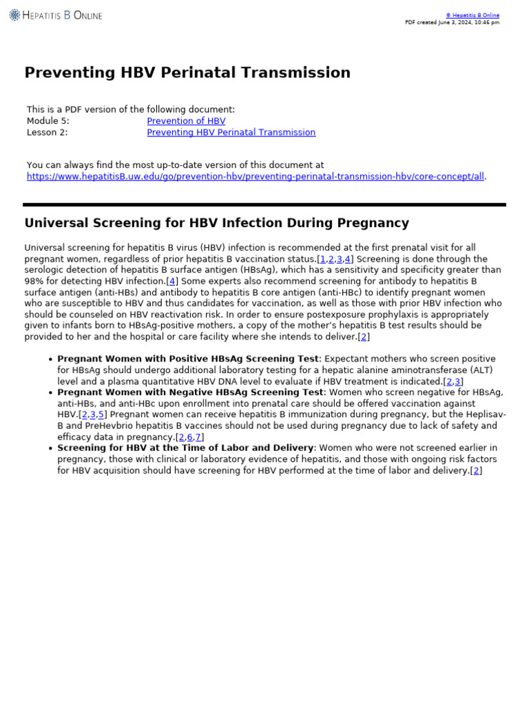 Preventing Perinatal HBV Transmission | PDF | Hepatitis B | Hepatitis