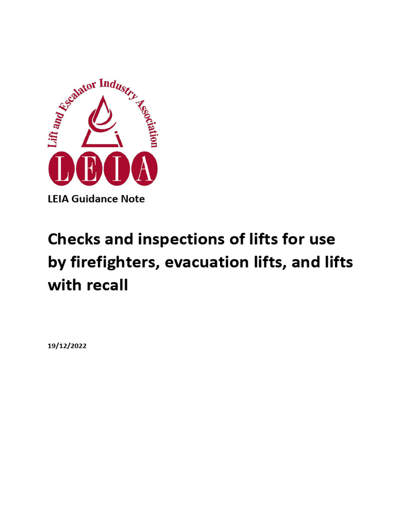 Checks and Inspections of Lifts Used by Firefighters Evacuation Lifts ...