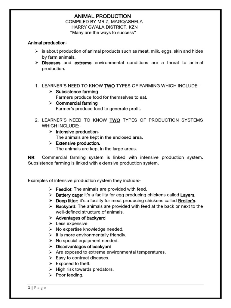 Animal Production Overview for Students | PDF | Sheep | Livestock