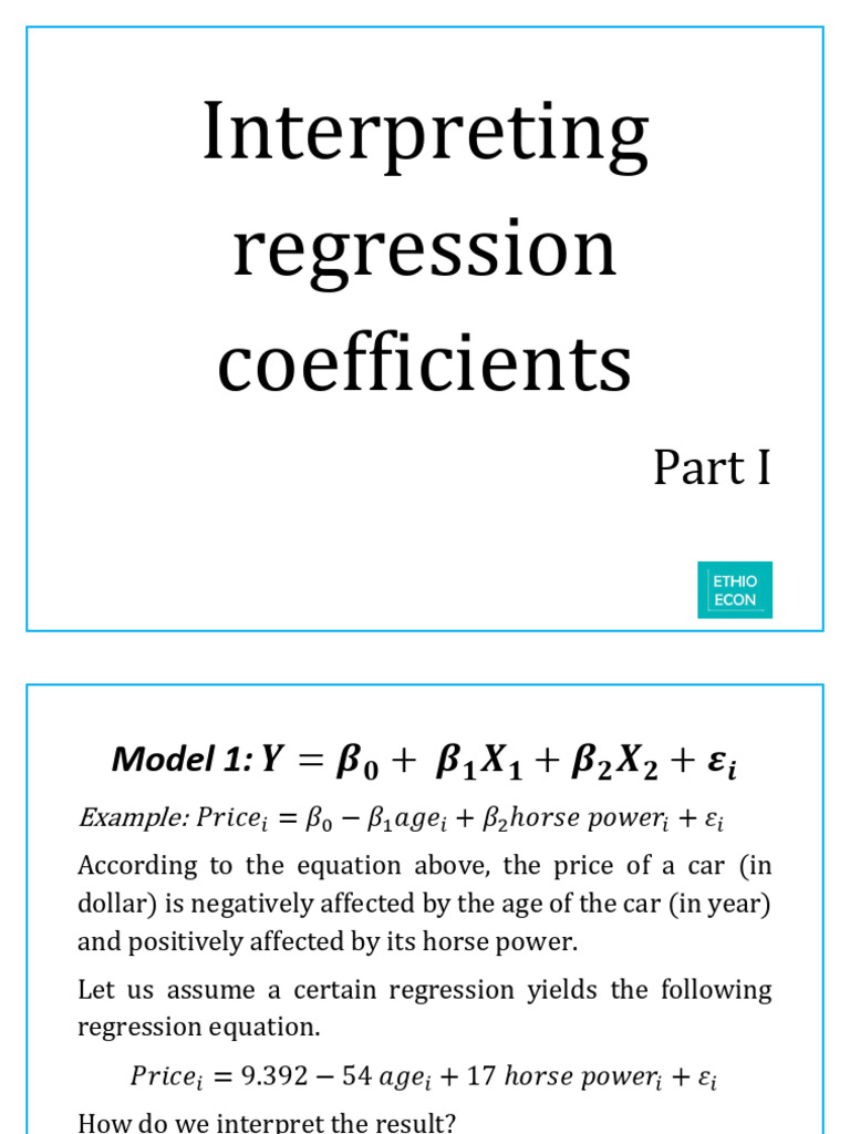Interpreting Regression Coefficients Part I | PDF