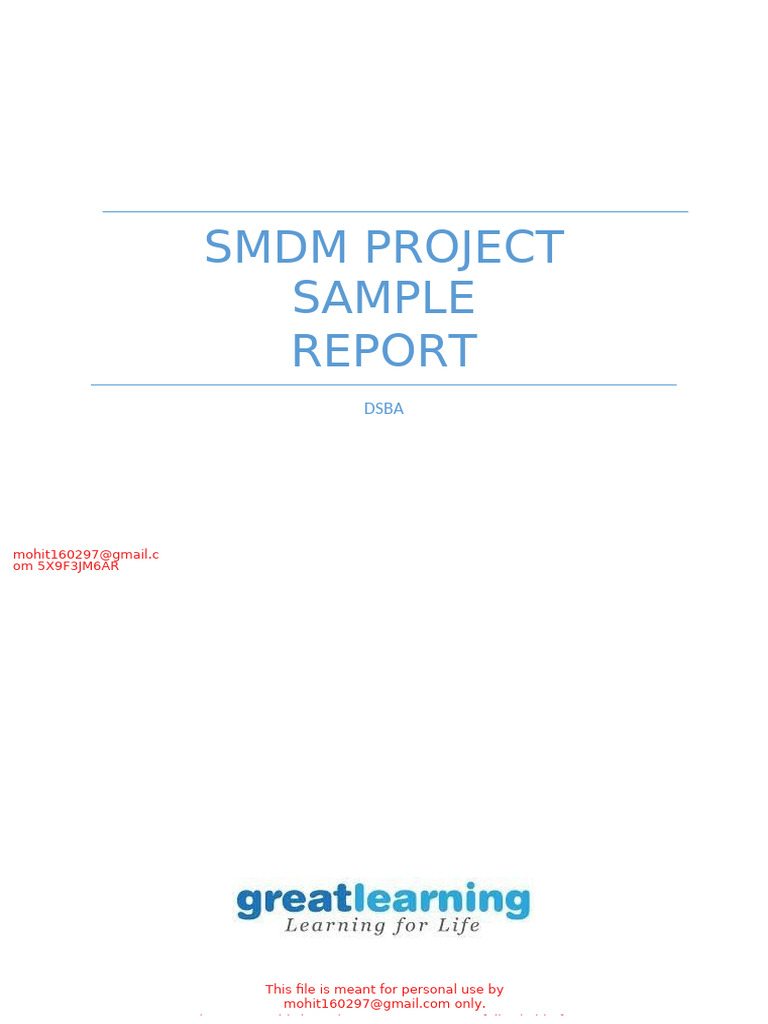 SMDM Project Sample Report | PDF | Probability Distribution | Statistics