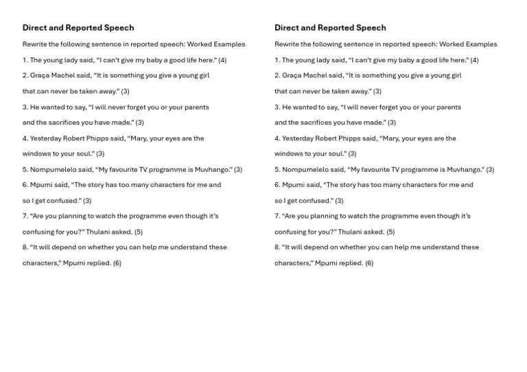 Direct and Reported Speech | PDF