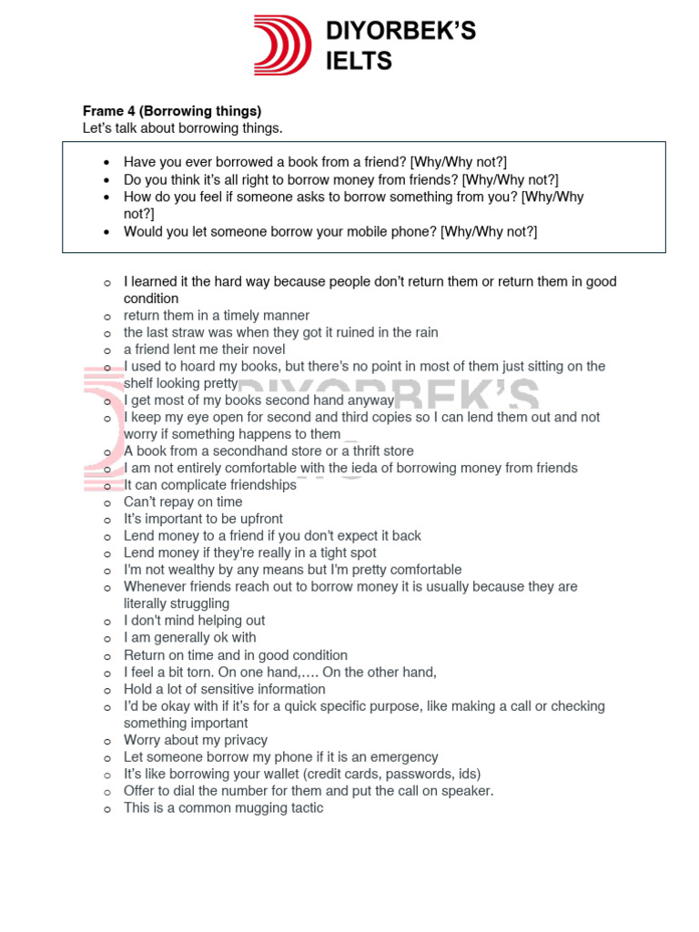 Frame 4 Borrowing Things | PDF