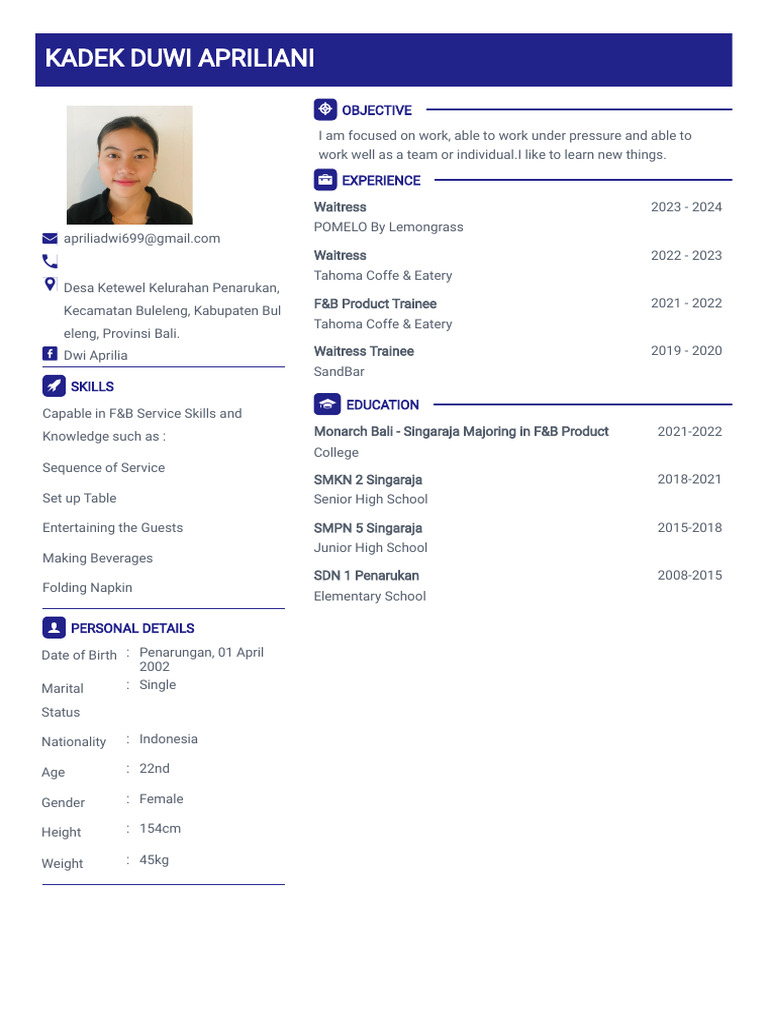 CV Kadek Duwi Apriliani | PDF