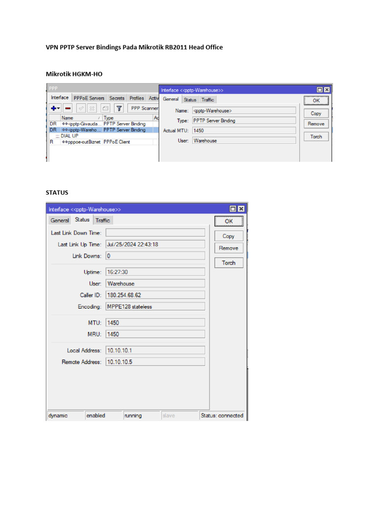 Konfigurasi VPN PPTP Server Bindings | PDF