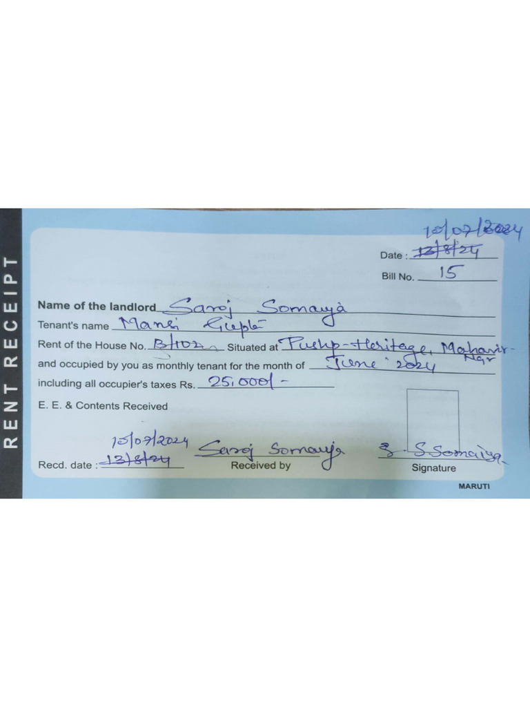 Cis Mumbai Principal Rent Receipts-1 | PDF