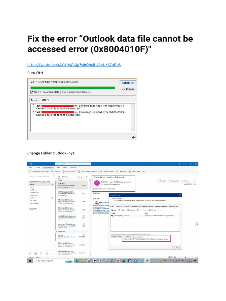Fix The Error Outlook Data File Cannot Be Accessed | PDF