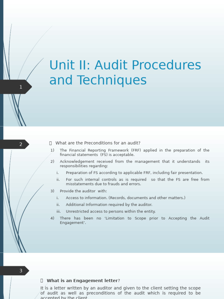 Audit Procedures and Engagement Essentials | PDF | Audit | Internal Control