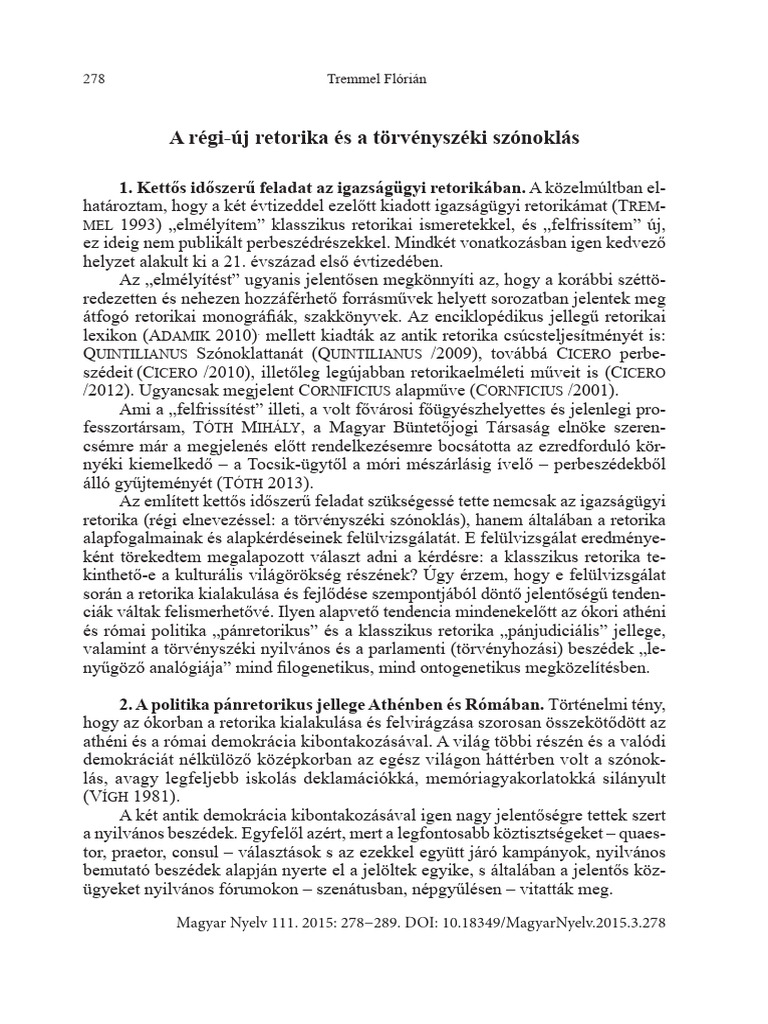 Regi-Uj Retorika Es A Torvenyszeki Szonoklas | PDF