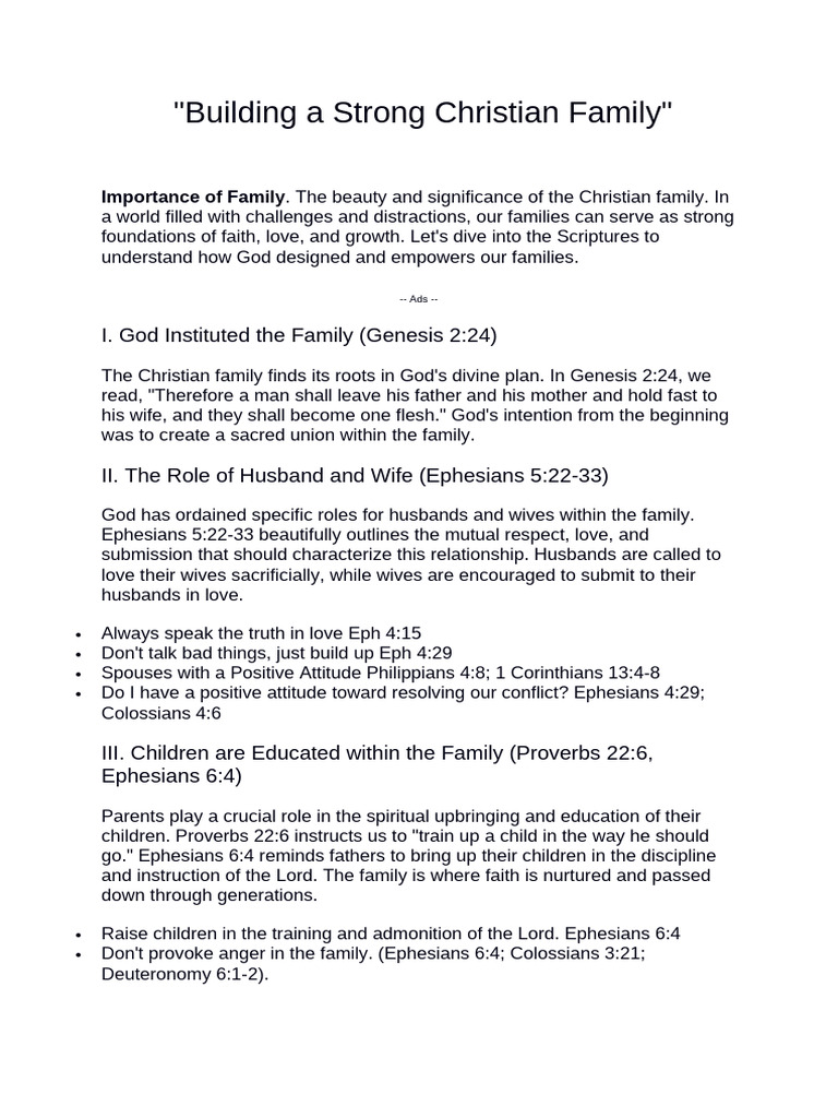 Genesis 2:24 and Family Foundations | PDF | Love | Book Of Proverbs