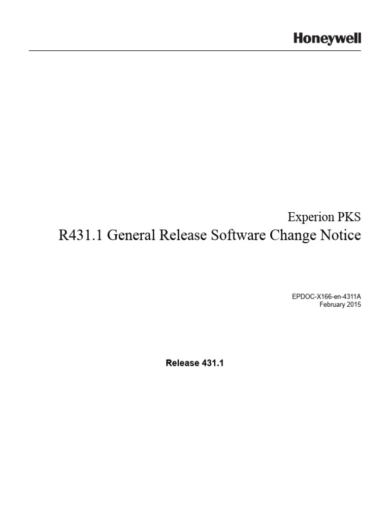 Experion PKS R431 1 General Release Software Change Notice SCN EPDOC-X166-En-431 | PDF ...