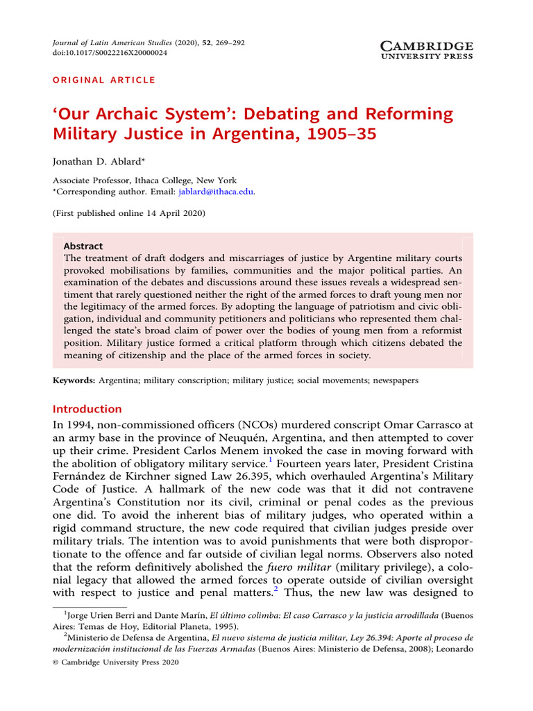(Artículo) Ablard - Our Archaic System Debating and Reforming Mili ...