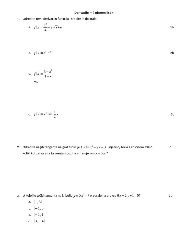 Derivacije Primjer | PDF