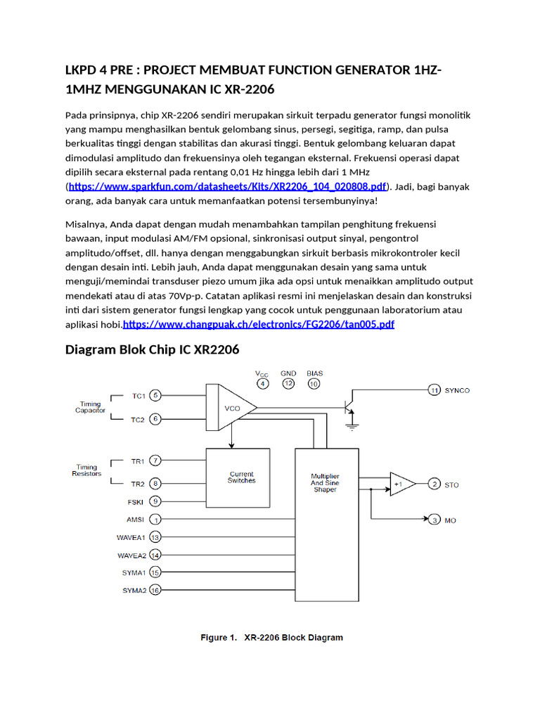 LKPD 4 PRE Project Membuat Function Generator 1HZ-1MHz Menggunakan IC XR-2206 | PDF