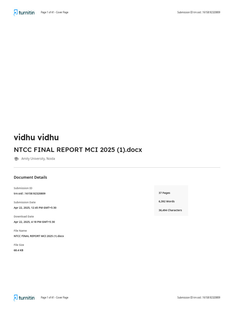 NTCC Final Report Mci 2025 | PDF