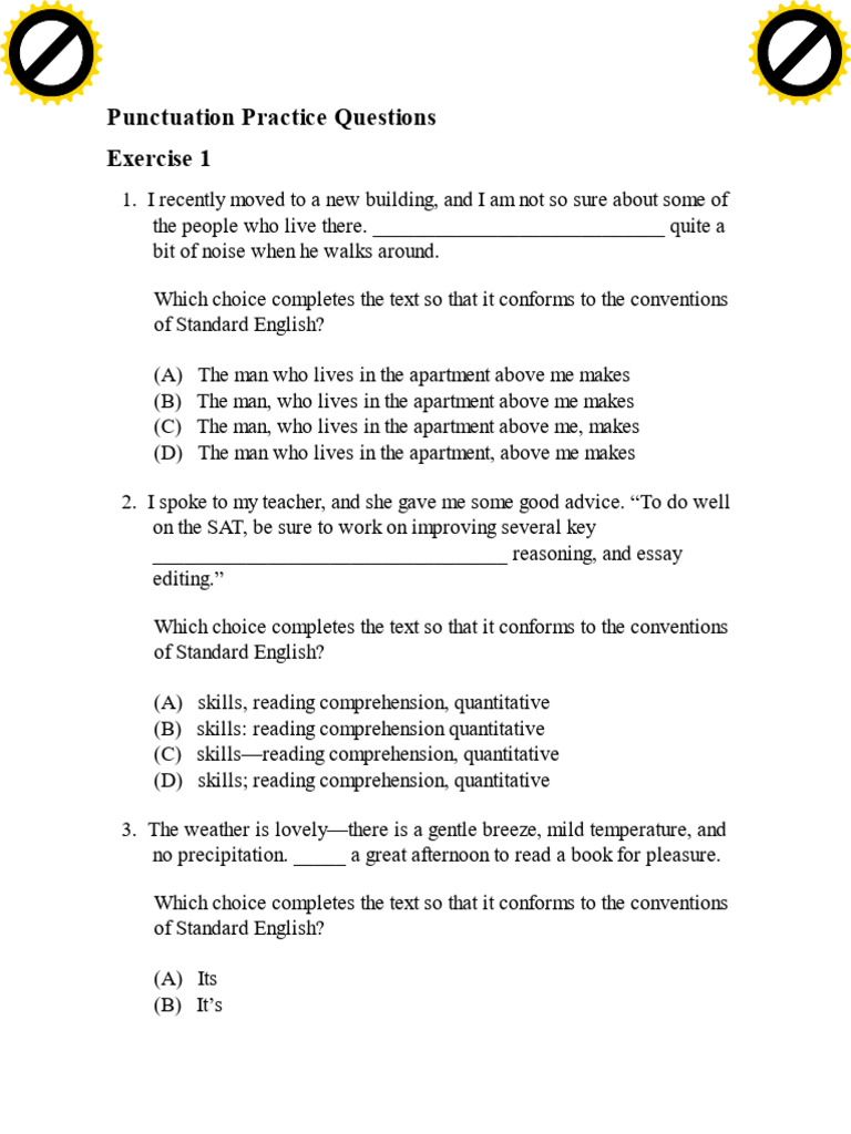 Punctuation Practice Exercises | PDF