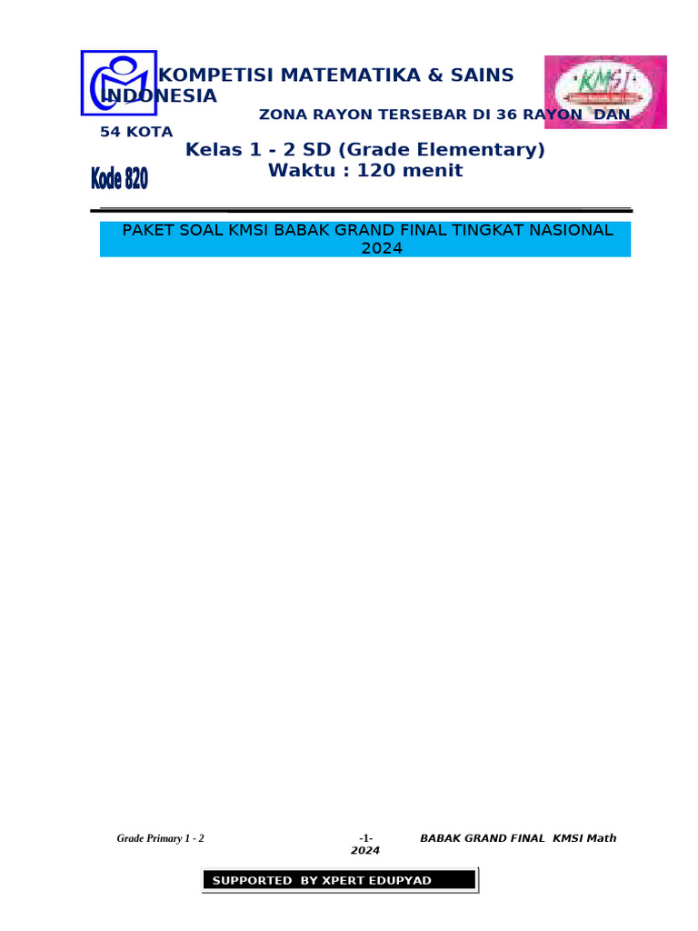 Soal Grand Final KMSI 2024 Matematika | PDF