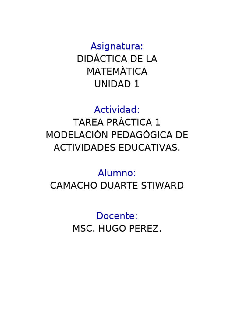 Tarea Practica 1 - Matematicas | PDF