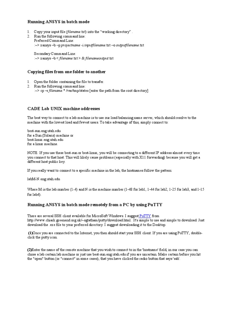 ANSYS Batch | PDF | Secure Shell | Command Line Interface