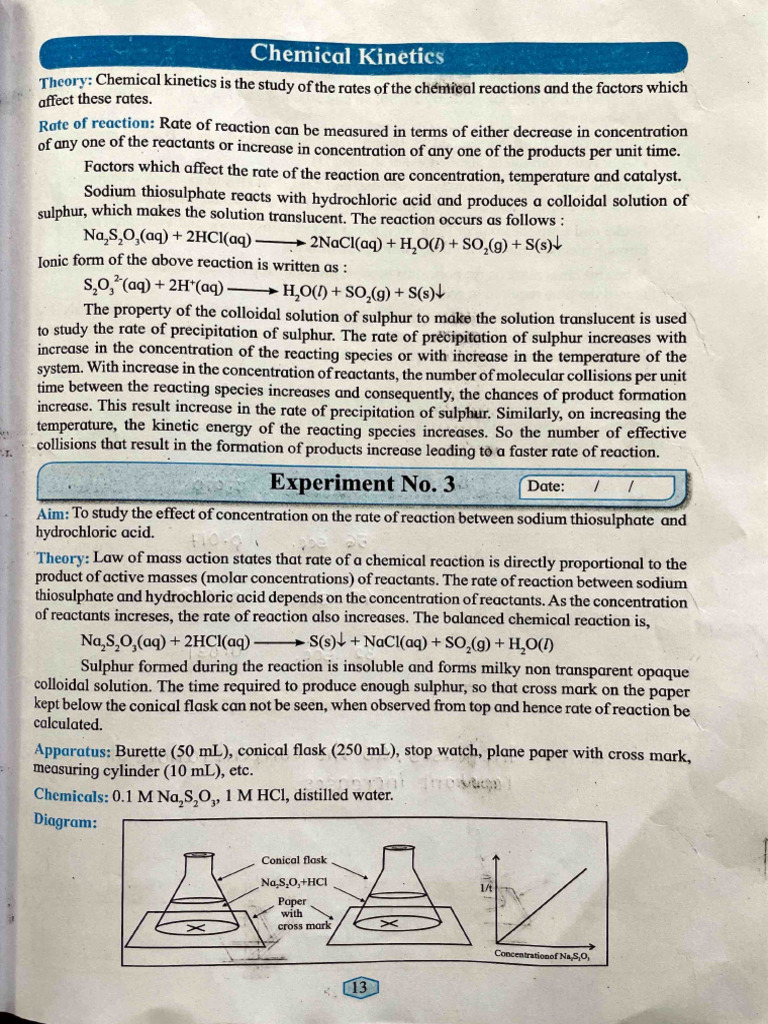 Chemistry Practical Expt. No. 3 & 4 | PDF | Chemical Kinetics ...