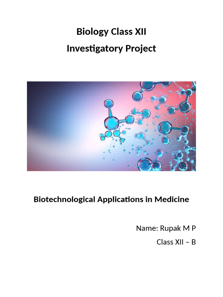 Biology Class XII Investigatory Project | PDF | Recombinant Dna | Insulin