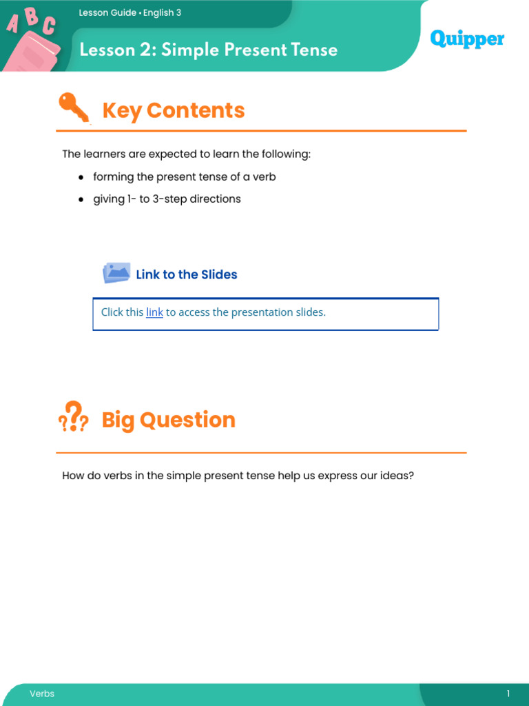 Simple Present Tense Lesson Guide | PDF | Subject (Grammar) | Verb