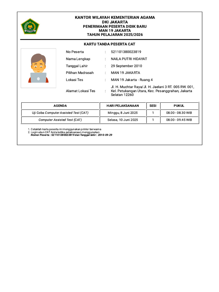 Pendaftaran Peserta Didik MAN 19 Jakarta | PDF