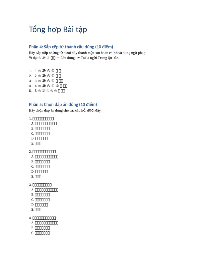 Tong Hop Bai Tap Bo Sung | PDF