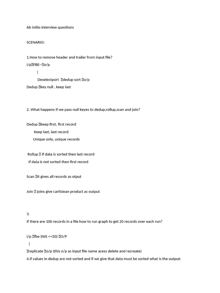 Ab Initio Interview Questions Scenarios | PDF | String (Computer Science) | Computing