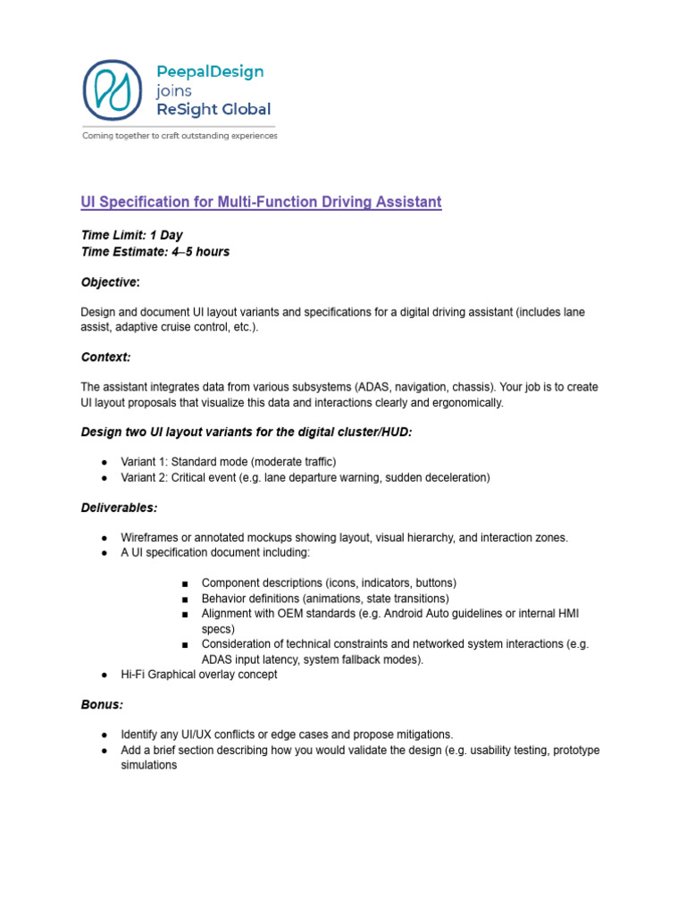 UI Specs for Driving Assistant Design | PDF