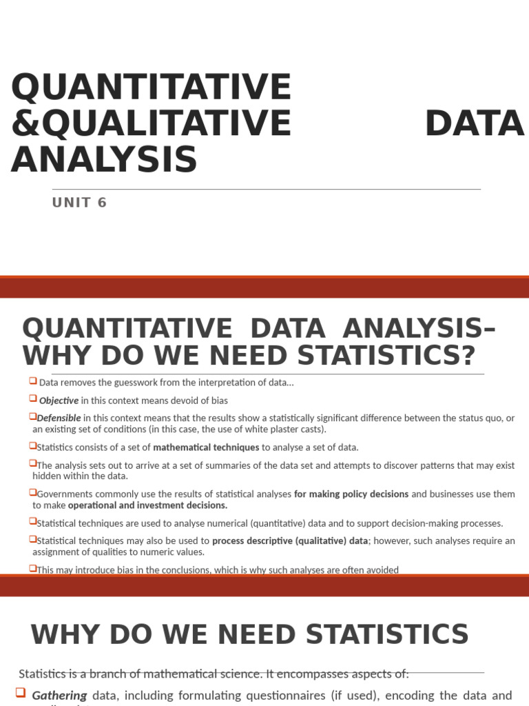 Unit 5 - Quantitative & Qualitative Data Analysis | PDF | Probability Distribution | Mean