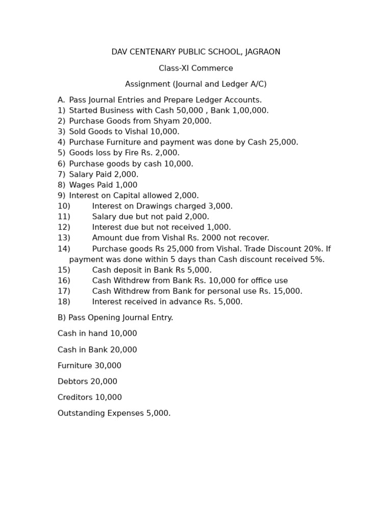 Journal and Ledger Assignment | PDF