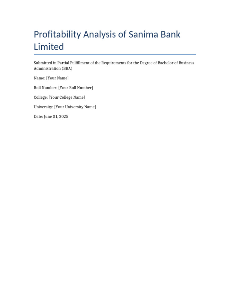 Sanima Bank Profitability Analysis | PDF | Return On Equity | Net Income