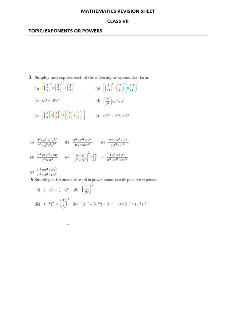 Revision Exponents | PDF