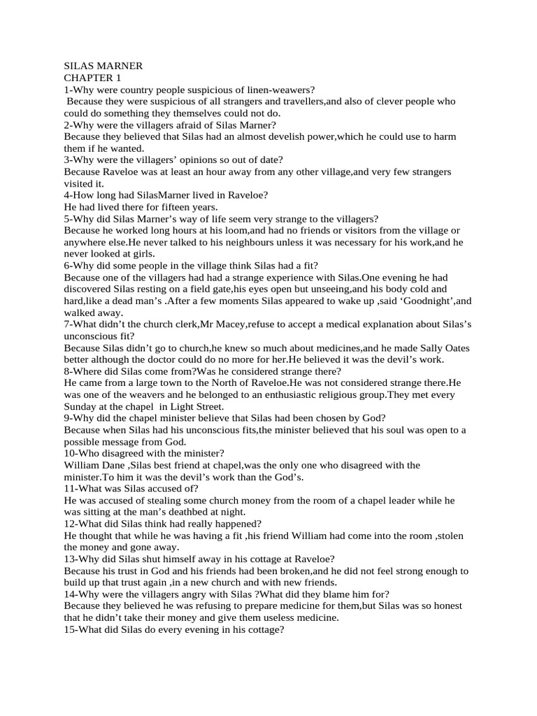 Silas Marner by George Eliot Key | PDF | Silas Marner