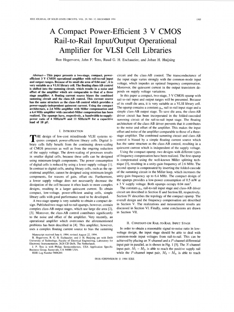 Compact Power Efficient Rail To Rail in Out Op Amp Ron | PDF | Amplifier | Operational Amplifier