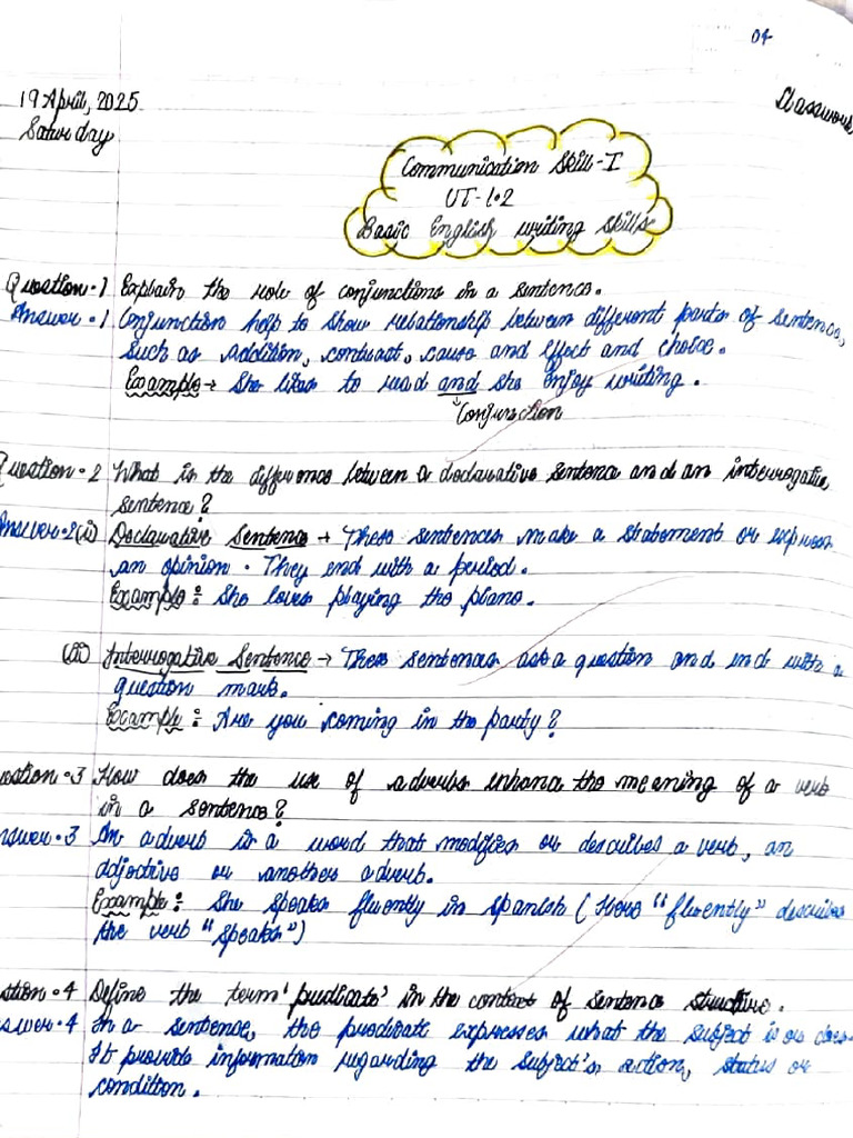 part A unit-1 writing Skill Assignment | PDF