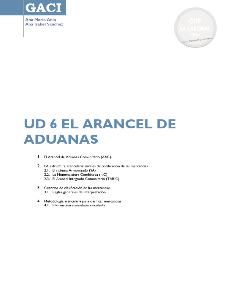 UT6 - El Arancel de Aduanas | PDF | aduana | Arancel