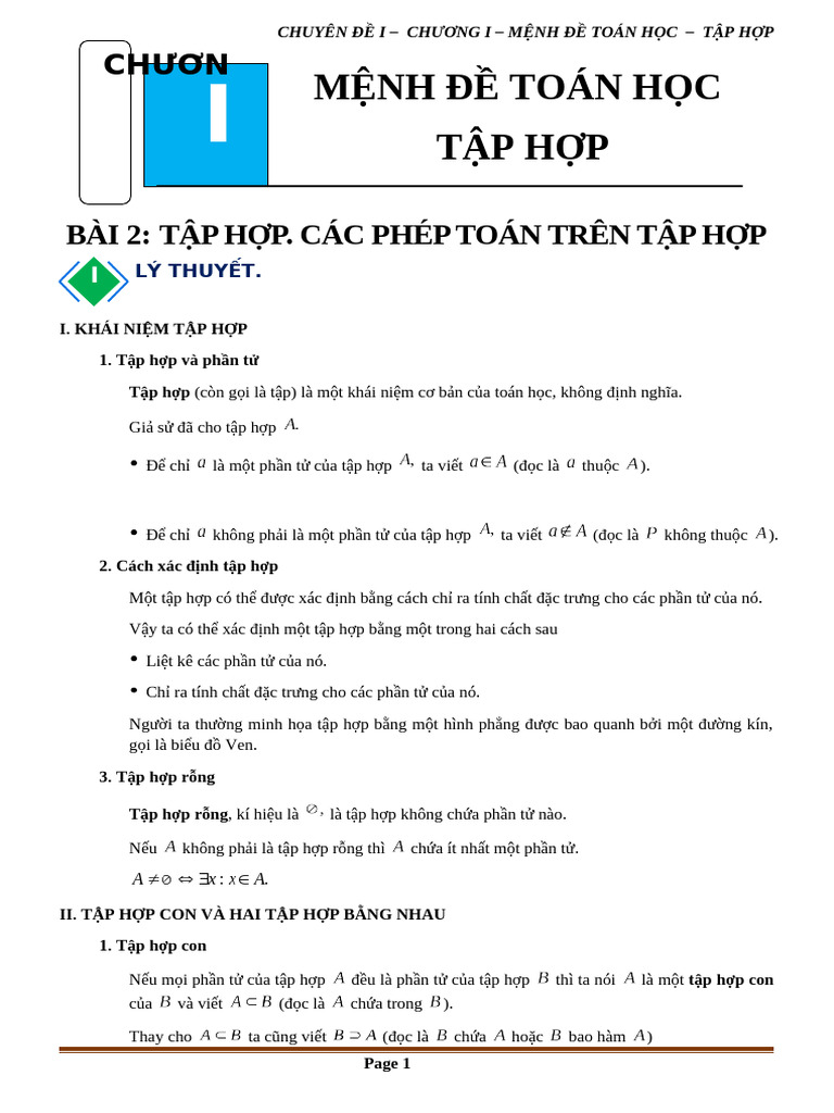 001.02.1 Toan 10 b2 c1 Tap Hop Cac Phep Toan Tren Tap Hop Tu Luan HDG | PDF