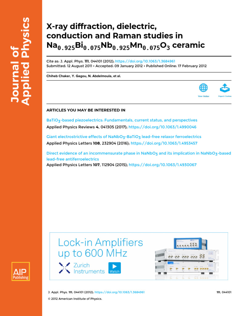 X-ray and Dielectric Studies of NBNM Ceramics | PDF | Dielectric ...