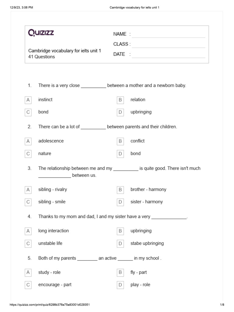 Cambridge Vocabulary For Ielts Unit 1 | PDF | Allergy | Nutrition