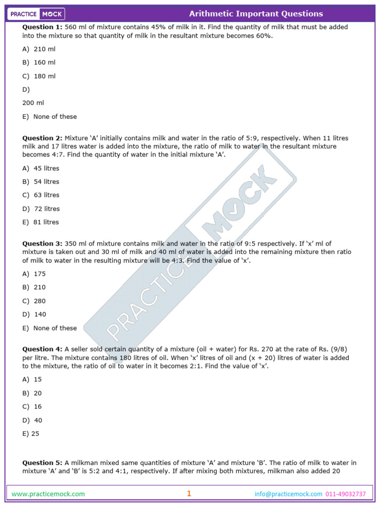 150 Expected Arithmetic Question RRB PO | PDF | Area | Interest