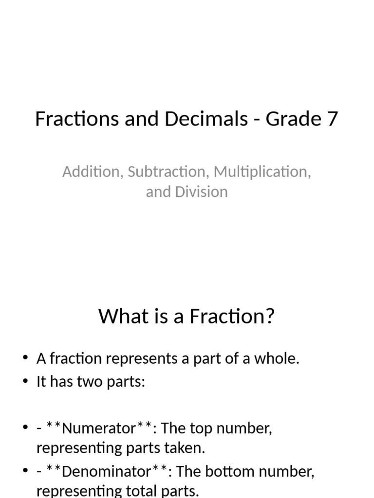 Grade 7 Fractions and Decimals Guide | PDF