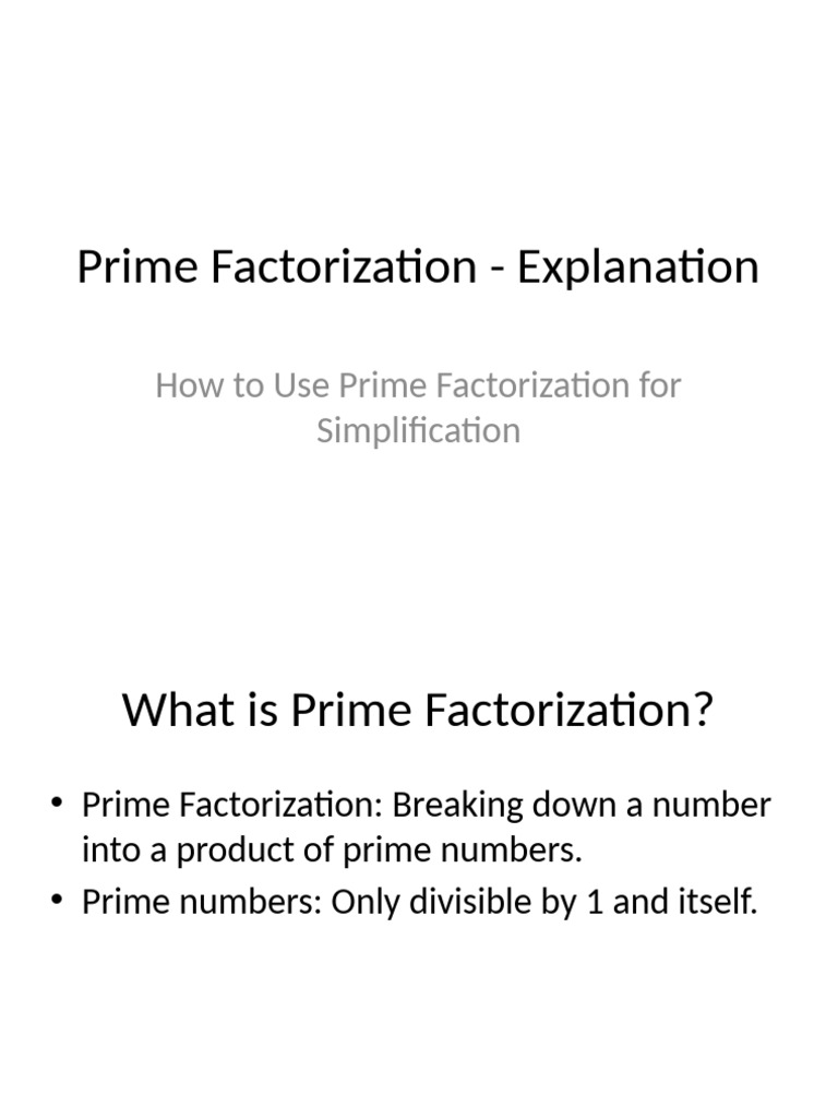 Prime Factorization Simplification | PDF