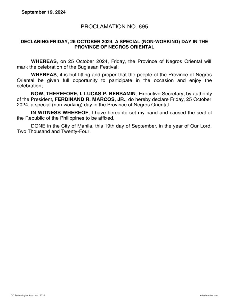 Special Non-Working Day in Negros Oriental | PDF