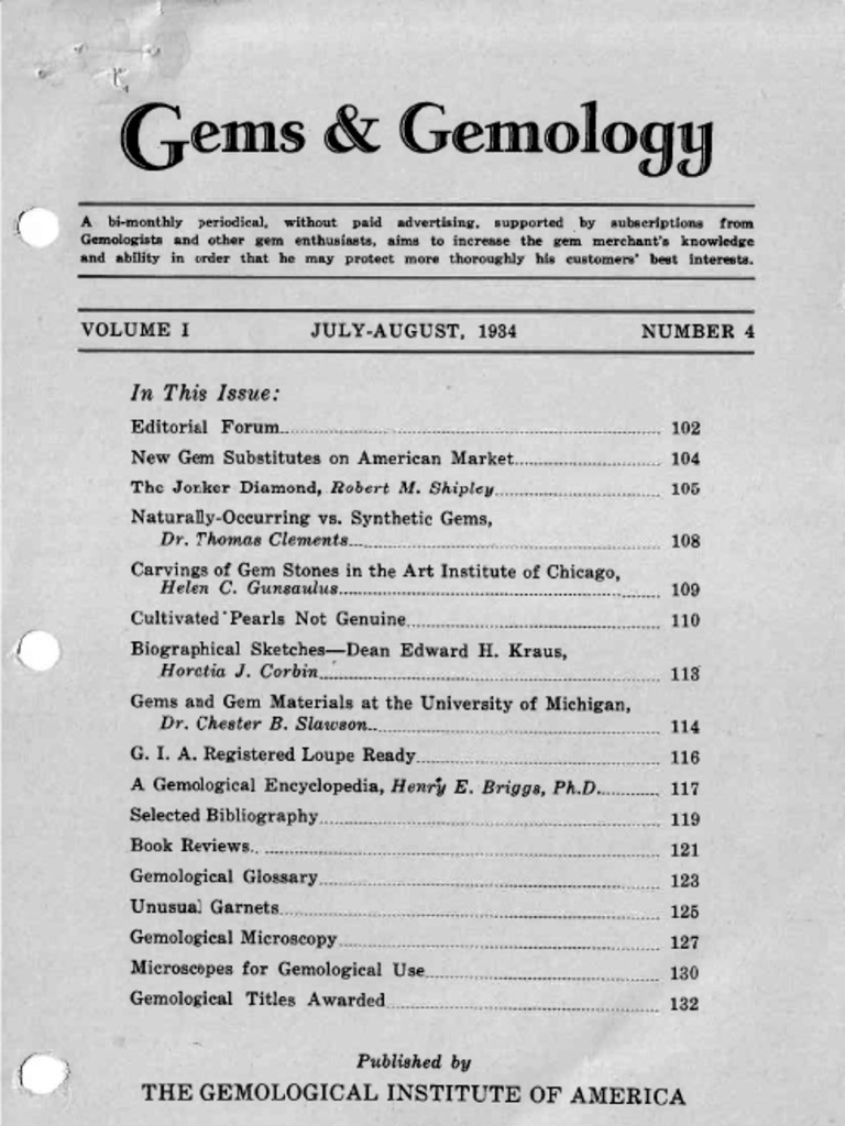 Summer 1934 July August Gems Gemology | PDF