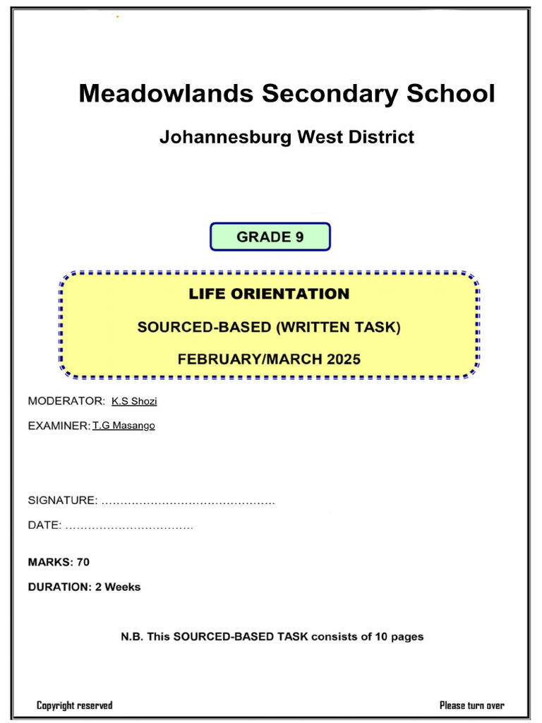Gr9 Lo Term1 Written QP 2025 | PDF | Safe Sex | Reading Comprehension